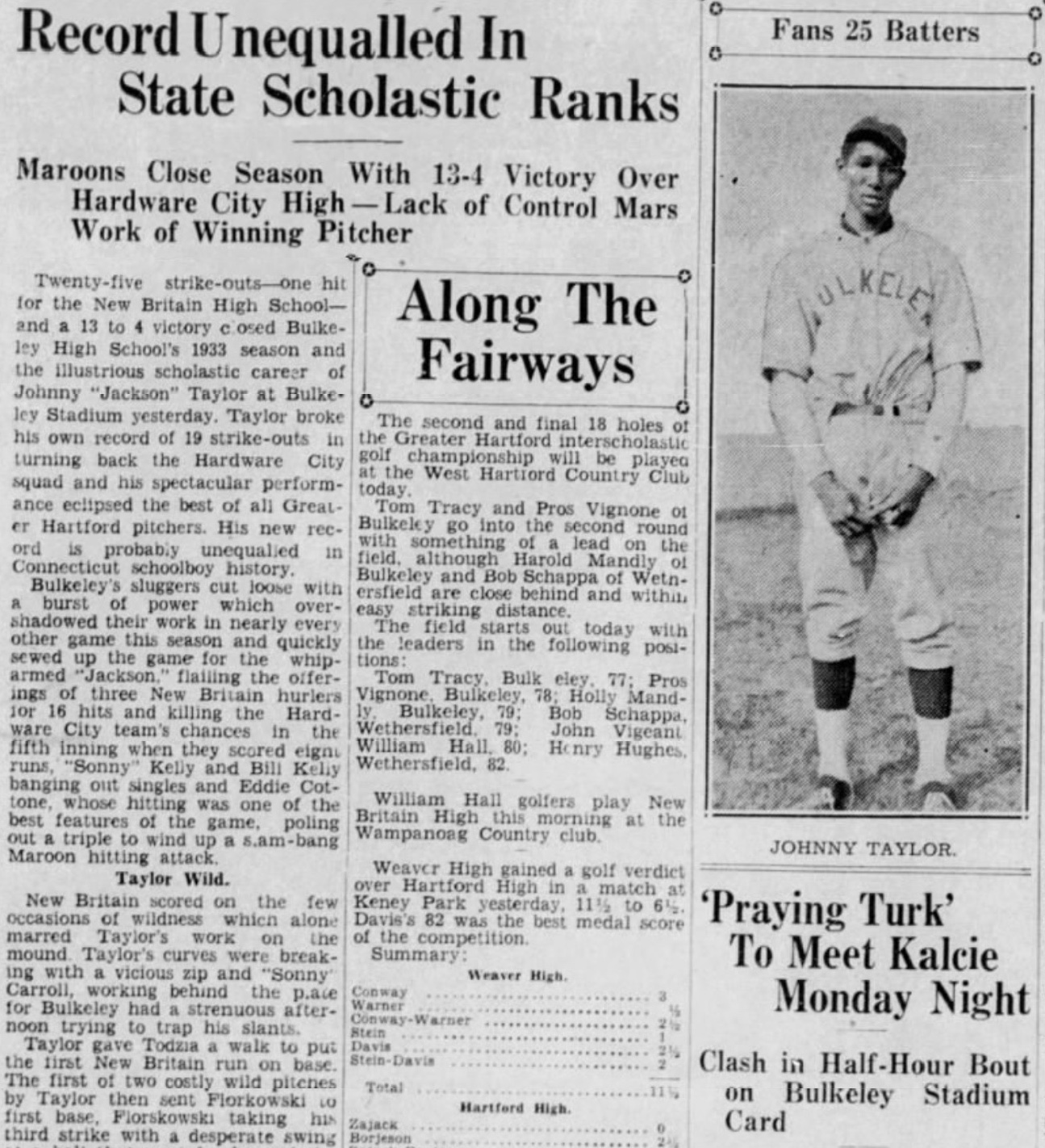 Johnny Taylor: Hartford’s First Professional Black Athlete - Greater ...